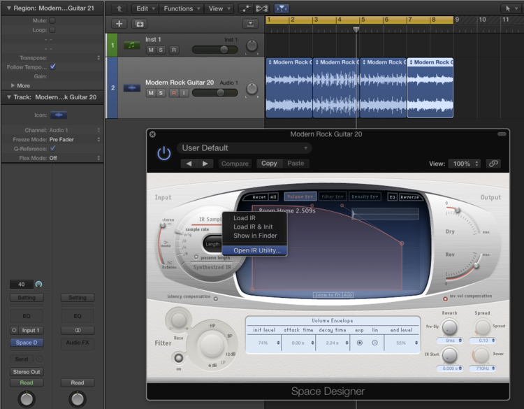 Tworzenie impulsów w Space Designer